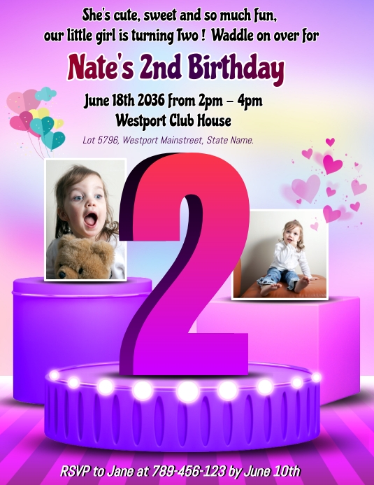Birthday Girl Party Invitation Card Design Template | PosterMyWall