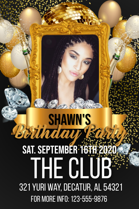 Copy of Birthday Gold & Diamonds Flyer | PosterMyWall
