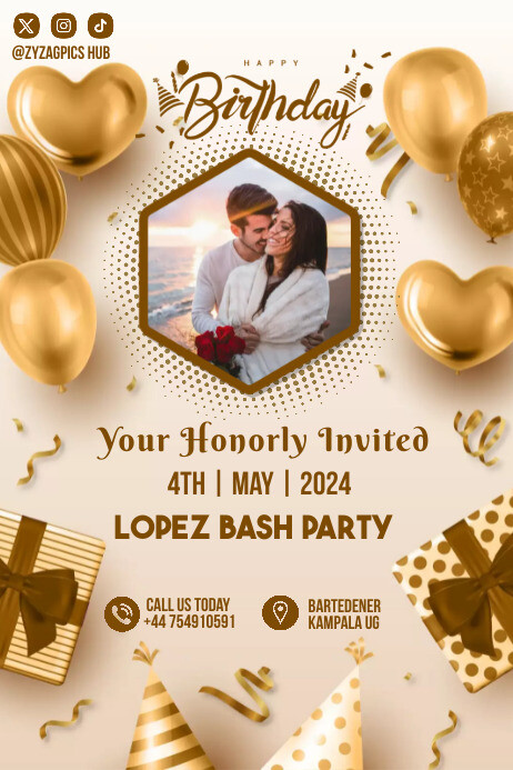 birthday gold poster Template | PosterMyWall