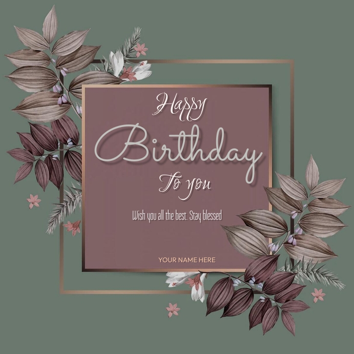 Green Floral Green Modern and Minimal Birthday greetings card Instagram ...