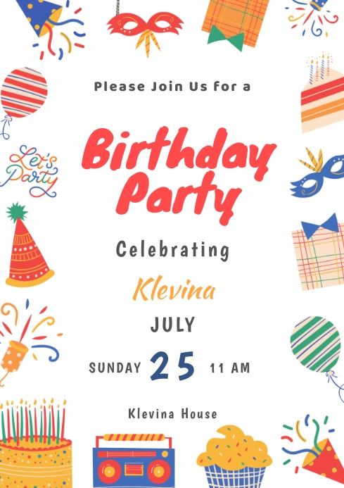 Birthday Invitation A4 Template | PosterMyWall