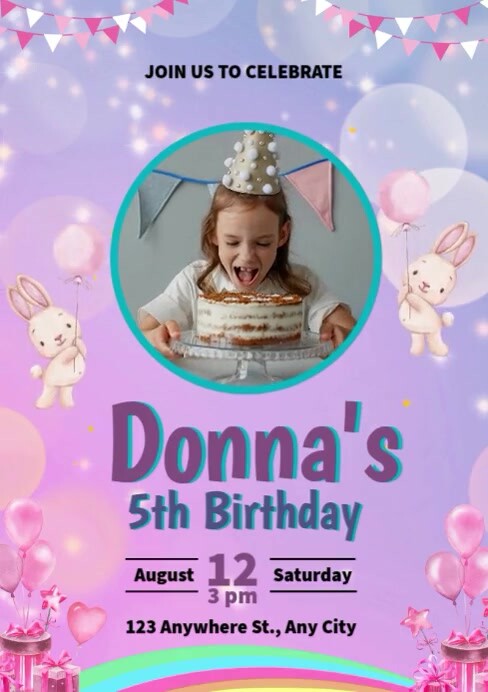 Plantilla de Birthday Invitation Ads | PosterMyWall