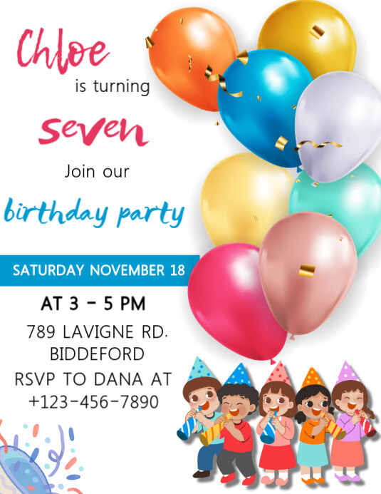 Birthday Invitation Balloons Editable Colorful Party Balloons invite ...