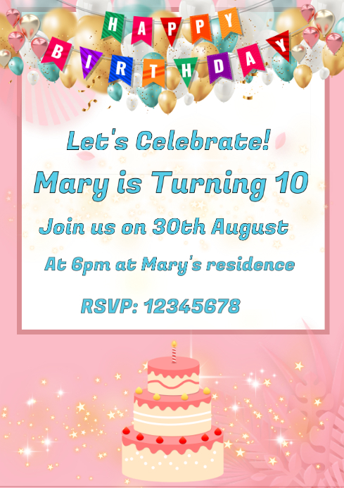 Birthday invitation card Template | PosterMyWall