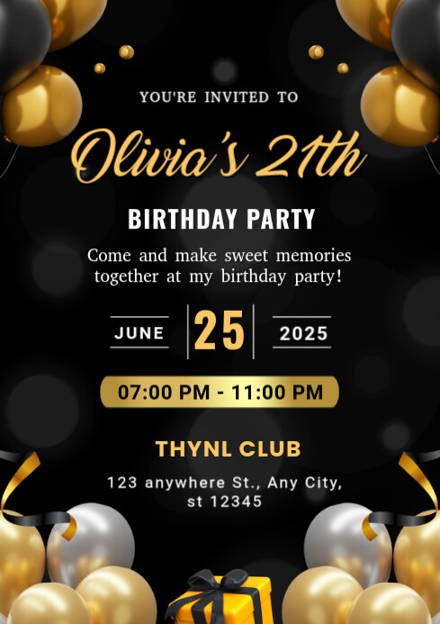 Birthday invitation card Template | PosterMyWall