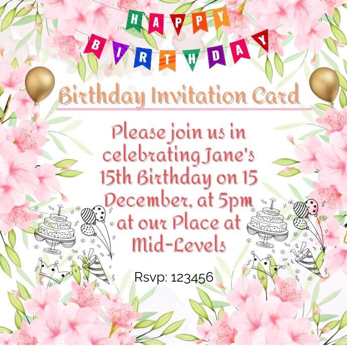 Birthday invitation card Template | PosterMyWall