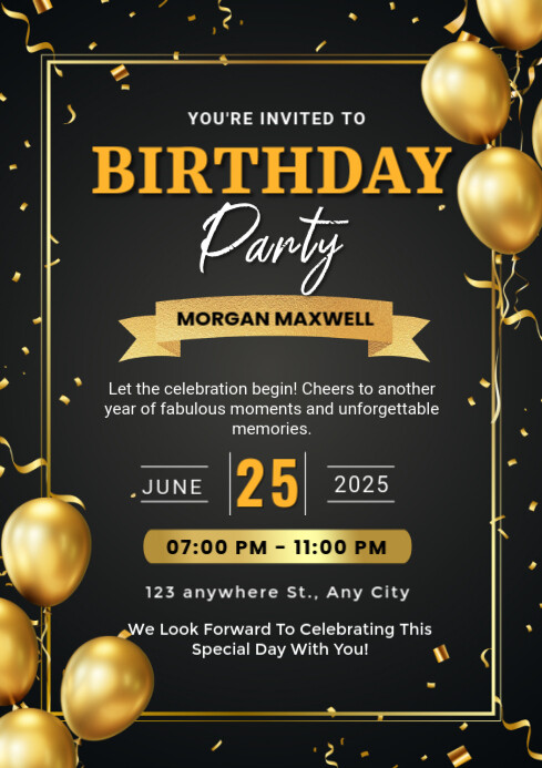 Birthday invitation card Template | PosterMyWall