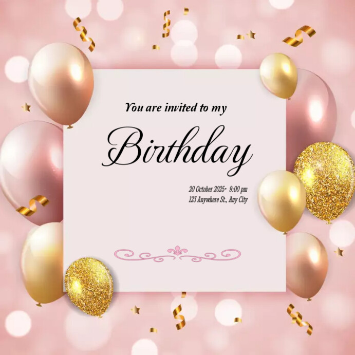 Copy of Birthday invitation card template | PosterMyWall