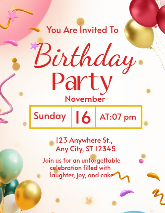 Birthday invitation Template | PosterMyWall