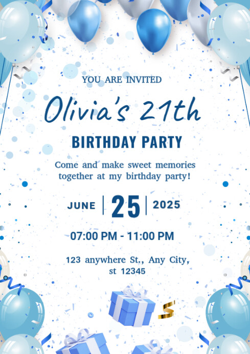 Birthday invitation Template | PosterMyWall