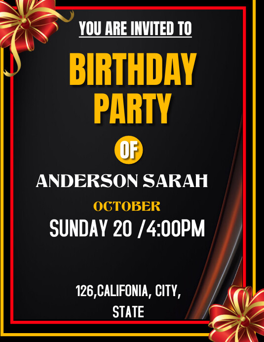 Birthday invitation flyer design template | PosterMyWall