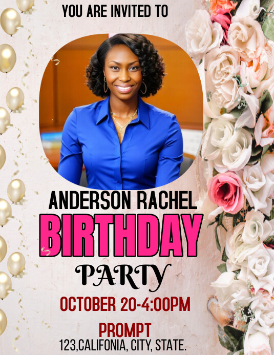 Birthday invitation flyer design template | PosterMyWall