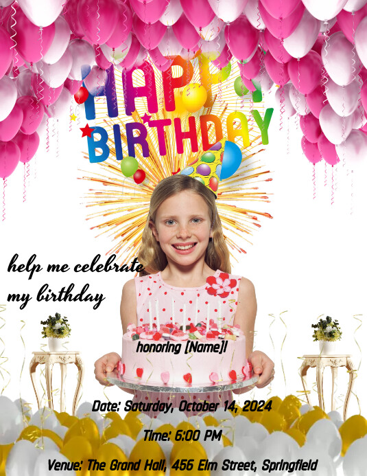 birthday invitation flyer Template | PosterMyWall