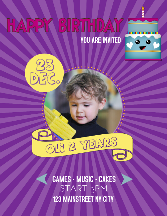 Birthday invitation flyer template | PosterMyWall
