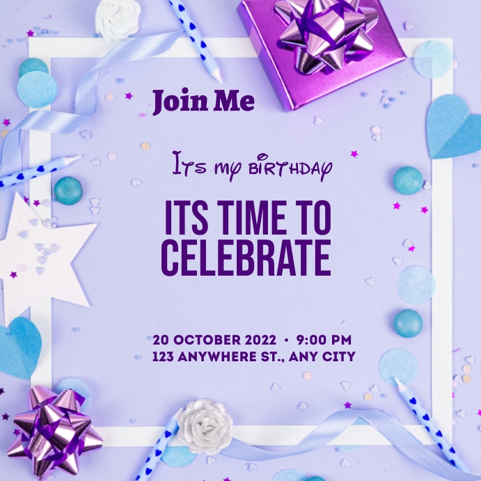 birthday invitation instagram post Template | PosterMyWall