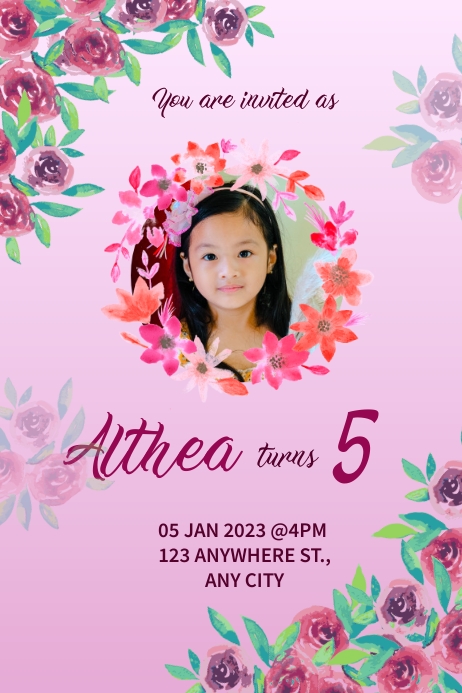 Birthday Invitation Pink Template | PosterMyWall