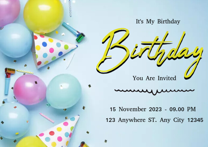 Birthday Invitation Postcard Template | PosterMyWall