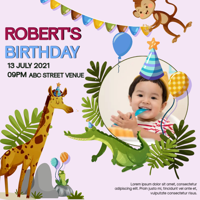Birthday Jungle Template | PosterMyWall