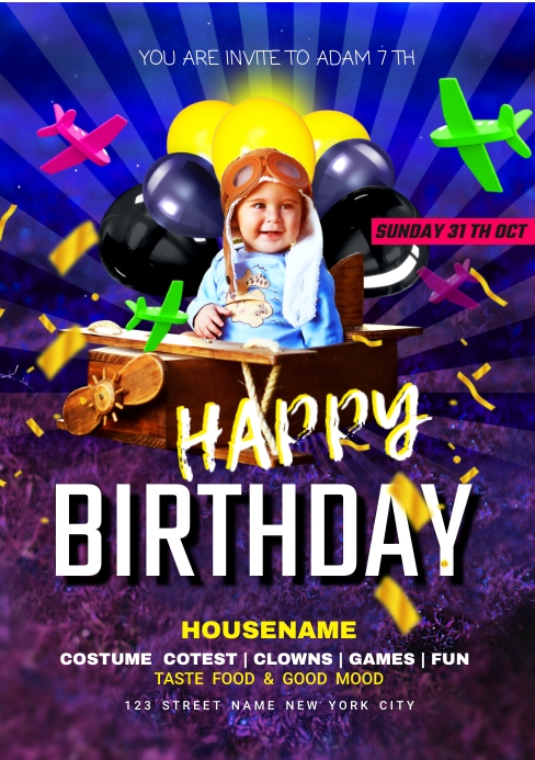 birthday kids party ad design template | PosterMyWall