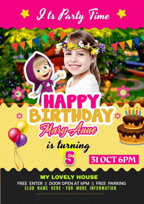 birthday kids party ad design template | PosterMyWall
