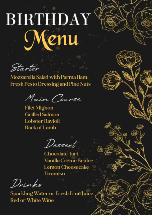 Birthday Menu Template | PosterMyWall