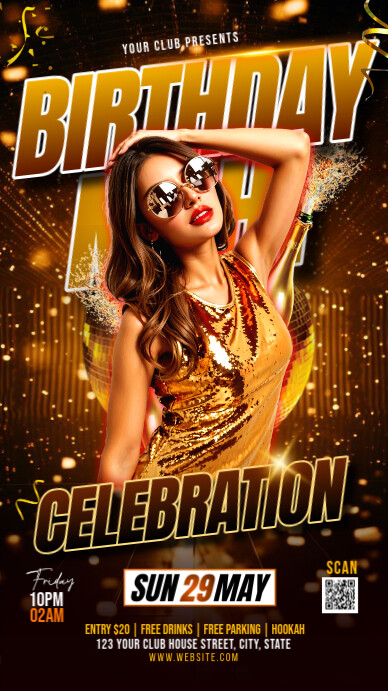 birthday night celebration poster flyer Template | PosterMyWall