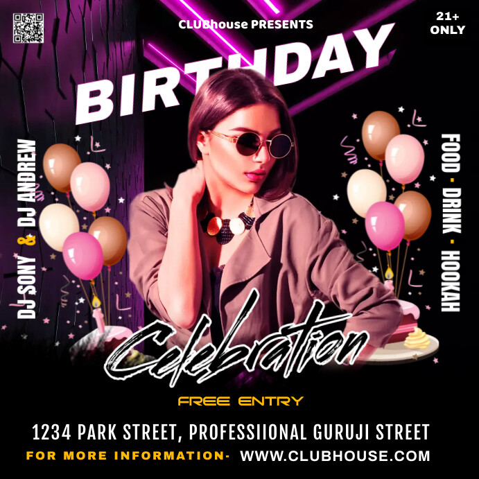 birthday night/night party Template | PosterMyWall