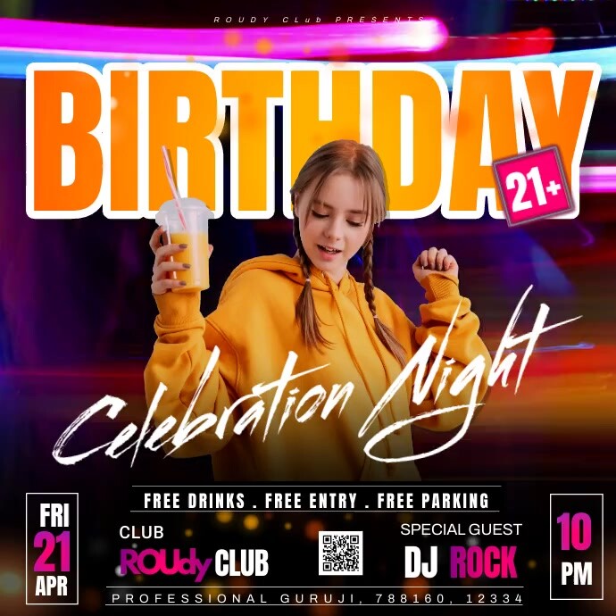 birthday night party flyer design template | PosterMyWall