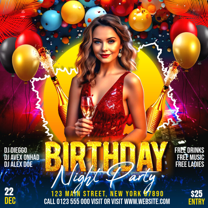 Birthday Night Party Flyer Template | PosterMyWall