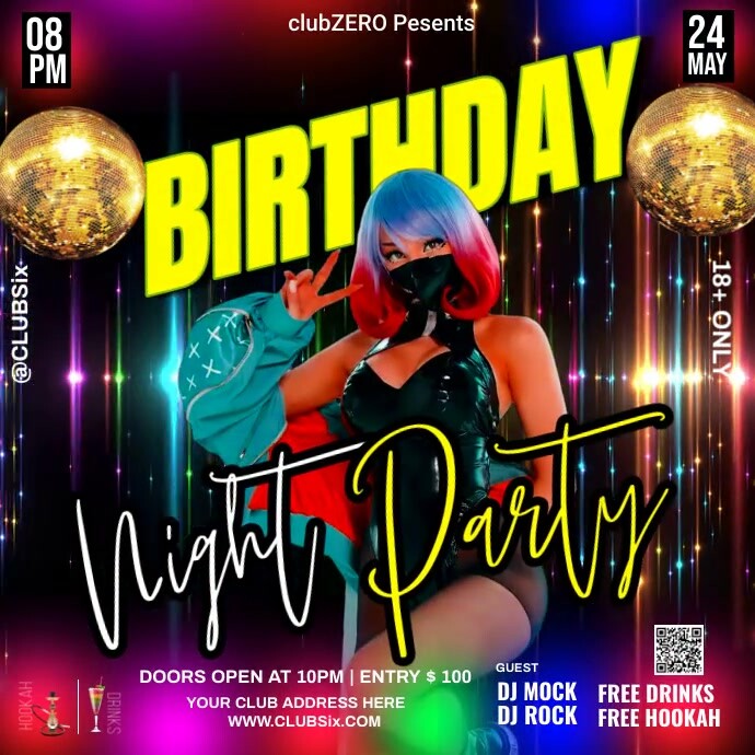 Birthday night party flyer graphics Template | PosterMyWall
