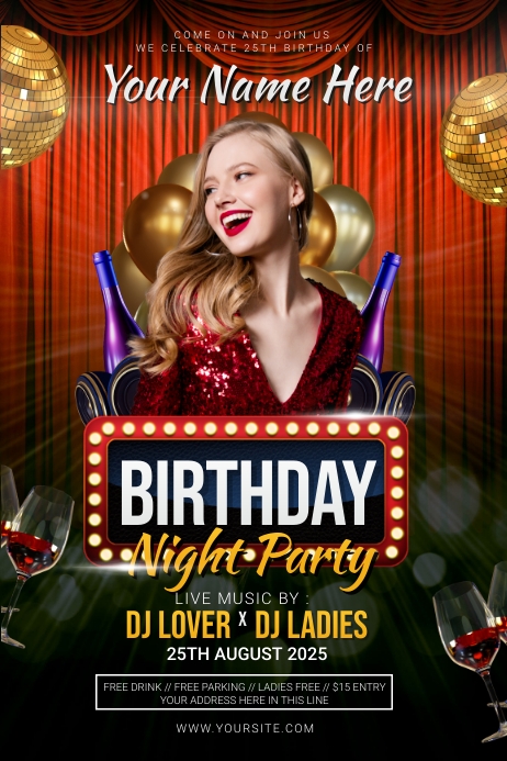 Birthday Night Party Flyer or Poster Template | PosterMyWall