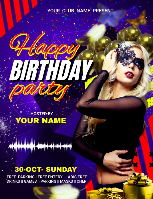 birthday party ad design template | PosterMyWall