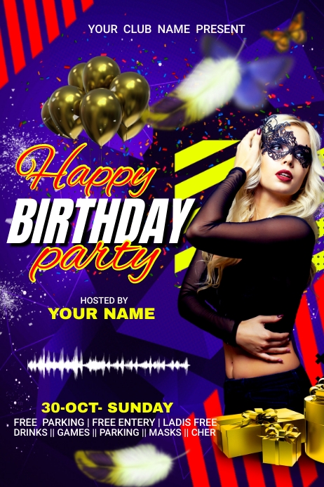 birthday party ad design template | PosterMyWall