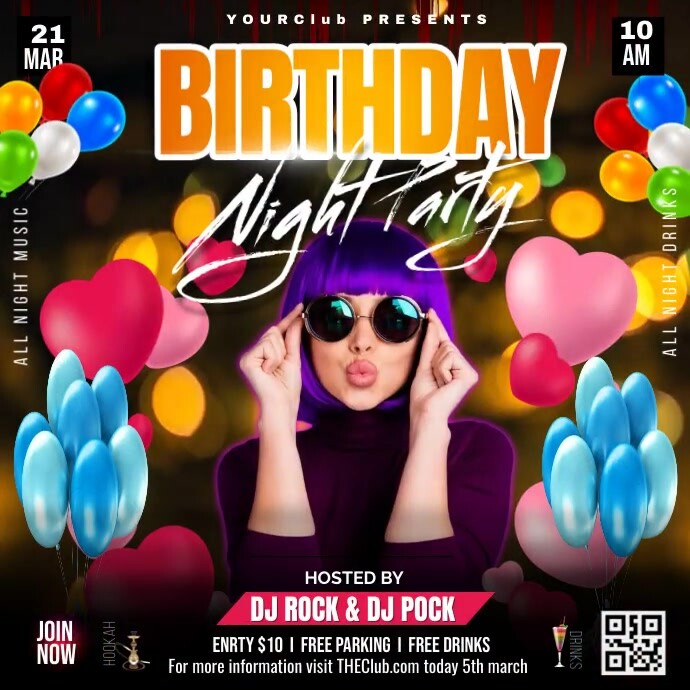 Modèle birthday party ad invite invitation for kids | PosterMyWall