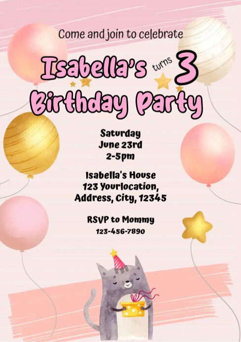 Birthday Party Card Template | PosterMyWall
