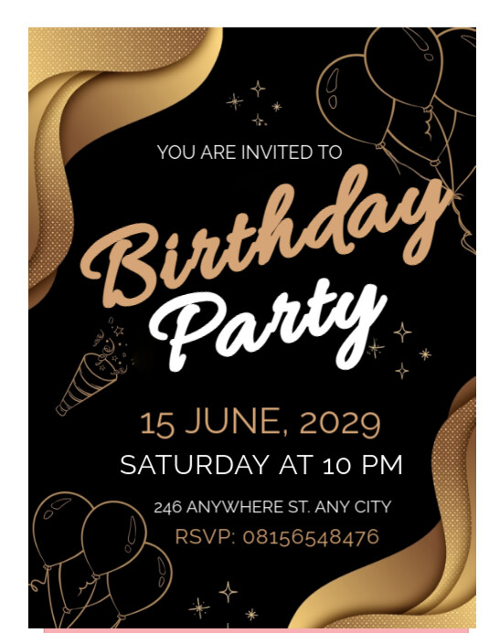 Birthday party card template | PosterMyWall