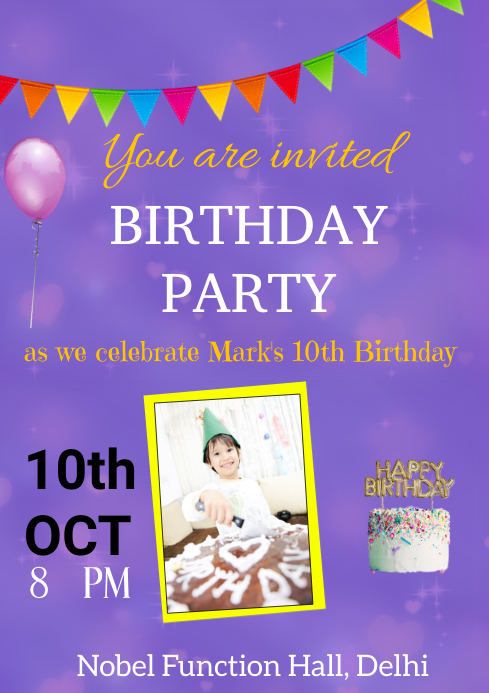Birthday Party Template | PosterMyWall