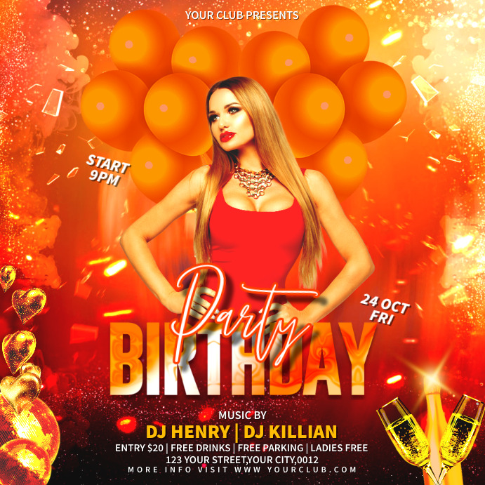 Birthday party flyer design Template | PosterMyWall