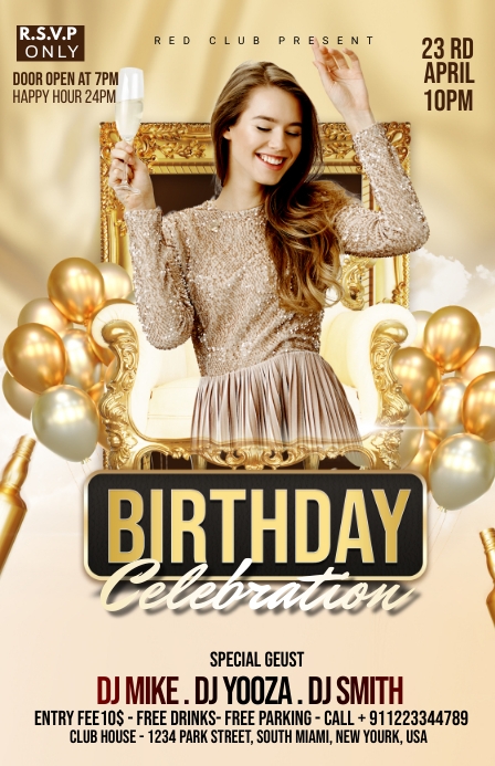 Birthday party flyer Template | PosterMyWall
