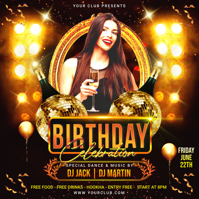 Birthday party flyer design Template | PosterMyWall
