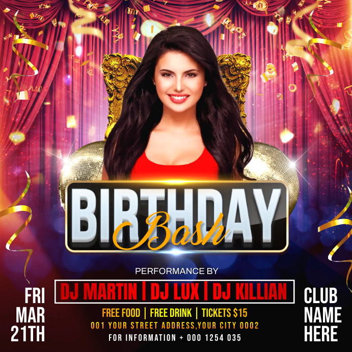 Birthday party flyer design Template | PosterMyWall