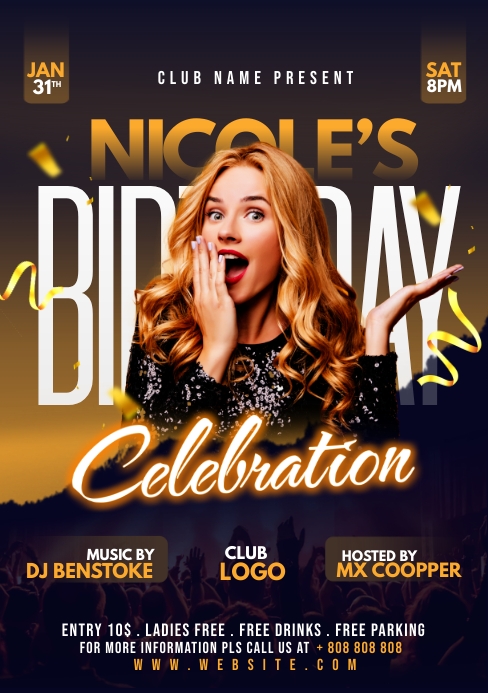 Birthday party flyer Template | PosterMyWall
