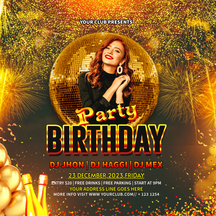 Birthday party flyer design Template | PosterMyWall