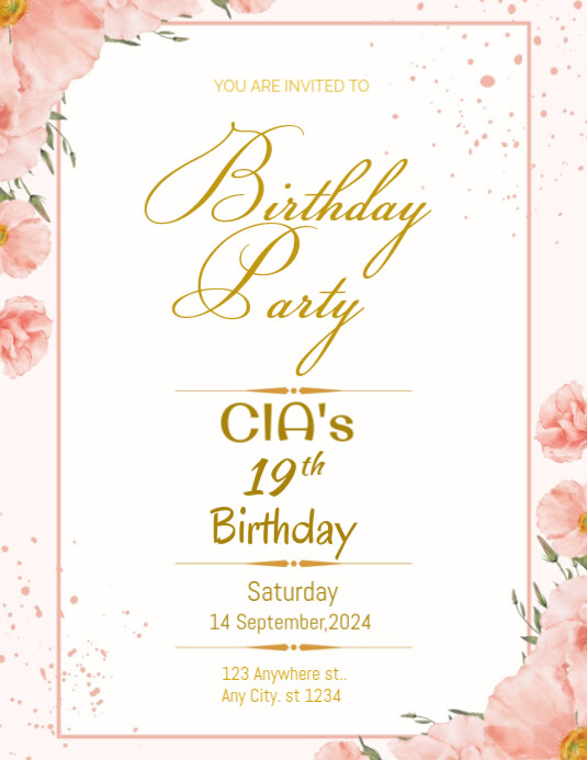 Birthday party invitation card 2024 Template | PosterMyWall