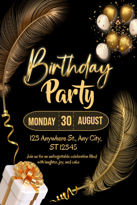 Birthday Party invitation Card Template 2025 | PosterMyWall