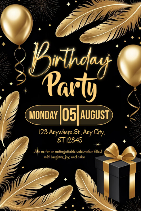 Birthday Party invitation Card Template 2025 | PosterMyWall