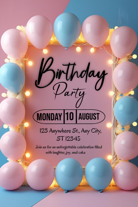 Birthday Party invitation Card Template 2025 | PosterMyWall