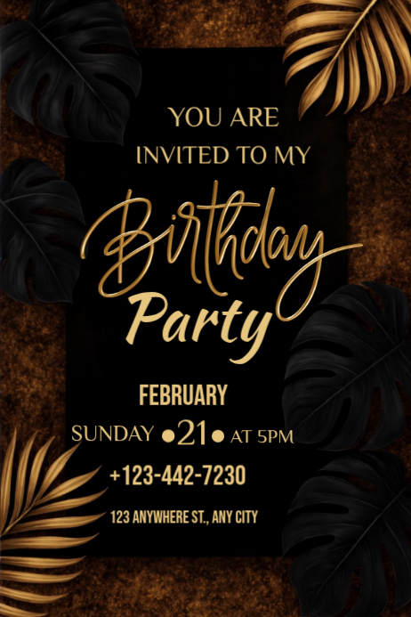 Birthday Party invitation Card Template 2026 | PosterMyWall