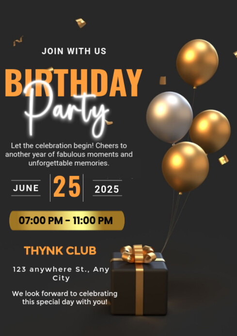 Birthday party invitation Template | PosterMyWall
