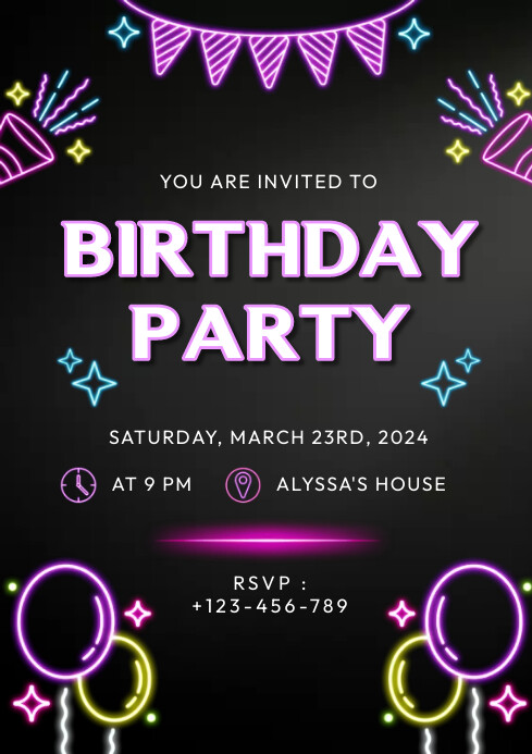 Birthday Party Invitation Template | PosterMyWall